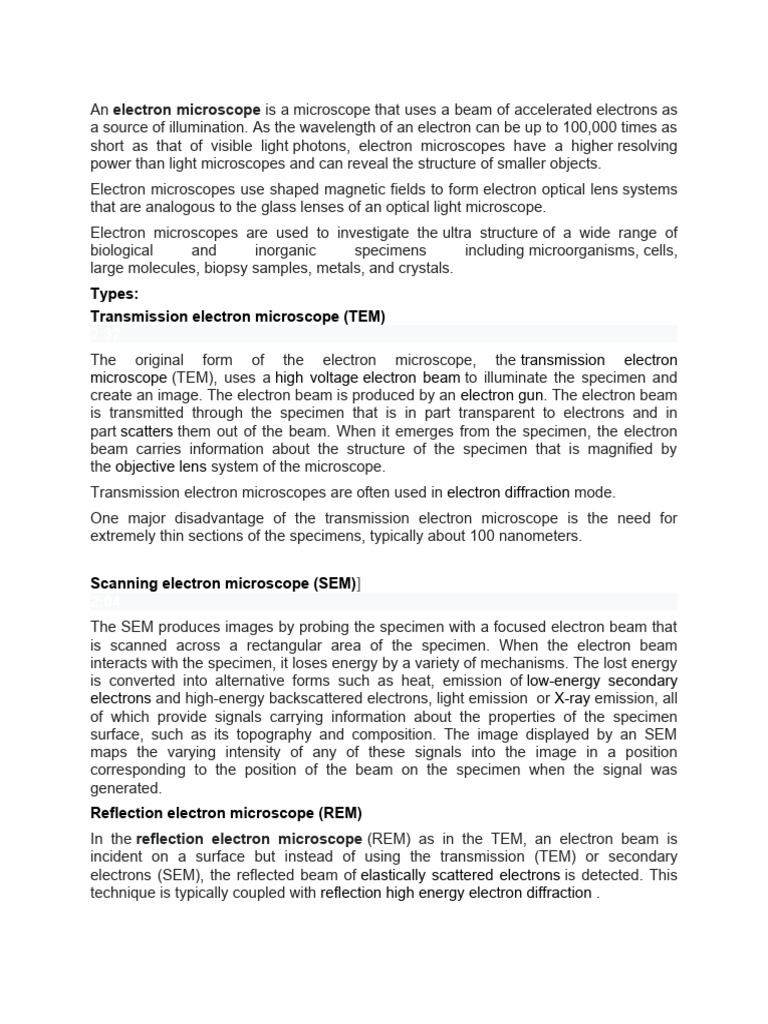 Electron Micros | Download Free PDF | Electron Microscope | Microscope