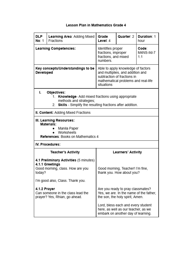 Revised LP in Math 4 | PDF | Mathematics | Learning