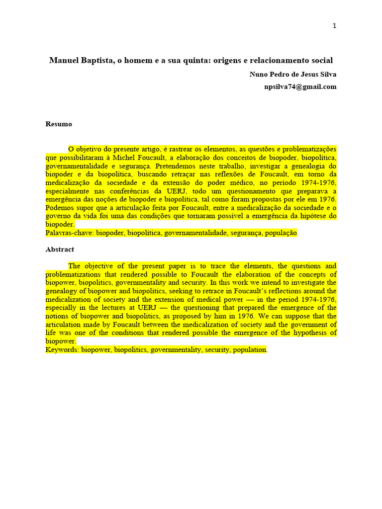 Cadima Manuel Baptista v2 Draft | PDF | Taxa de mortalidade