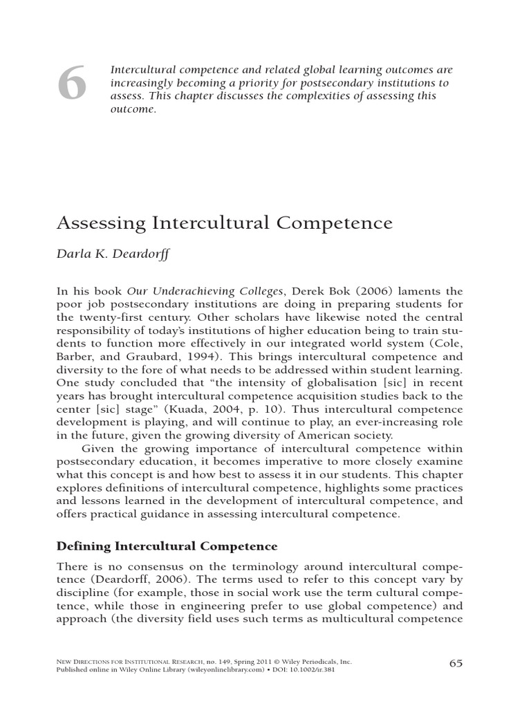 Assessing Intercultural Competence | Download Free PDF | Cross Cultural ... Assessing Intercultural Competence | Download Free PDF | Cross Cultural ...