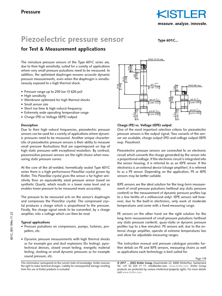 Kistler 1 | PDF | Pressure Measurement | Electrical Connector