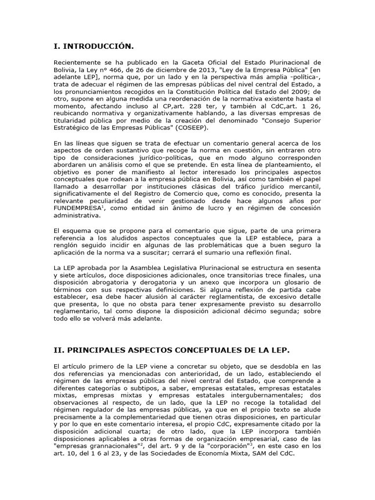 lectura de la ley 466 | PDF | Empresa de propiedad estatal | Capital ...