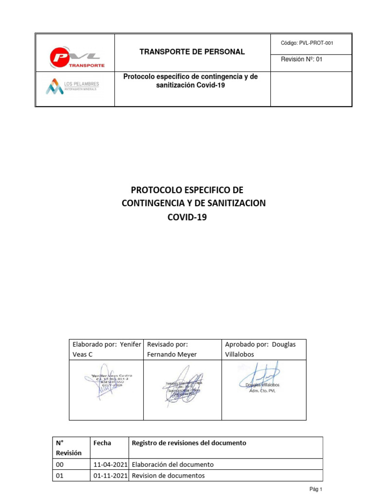 PVL-PROT-001 Protocologeneral Covid-19 y de Sanitizacion REV 01 | PDF | Lavado de manos | Virus