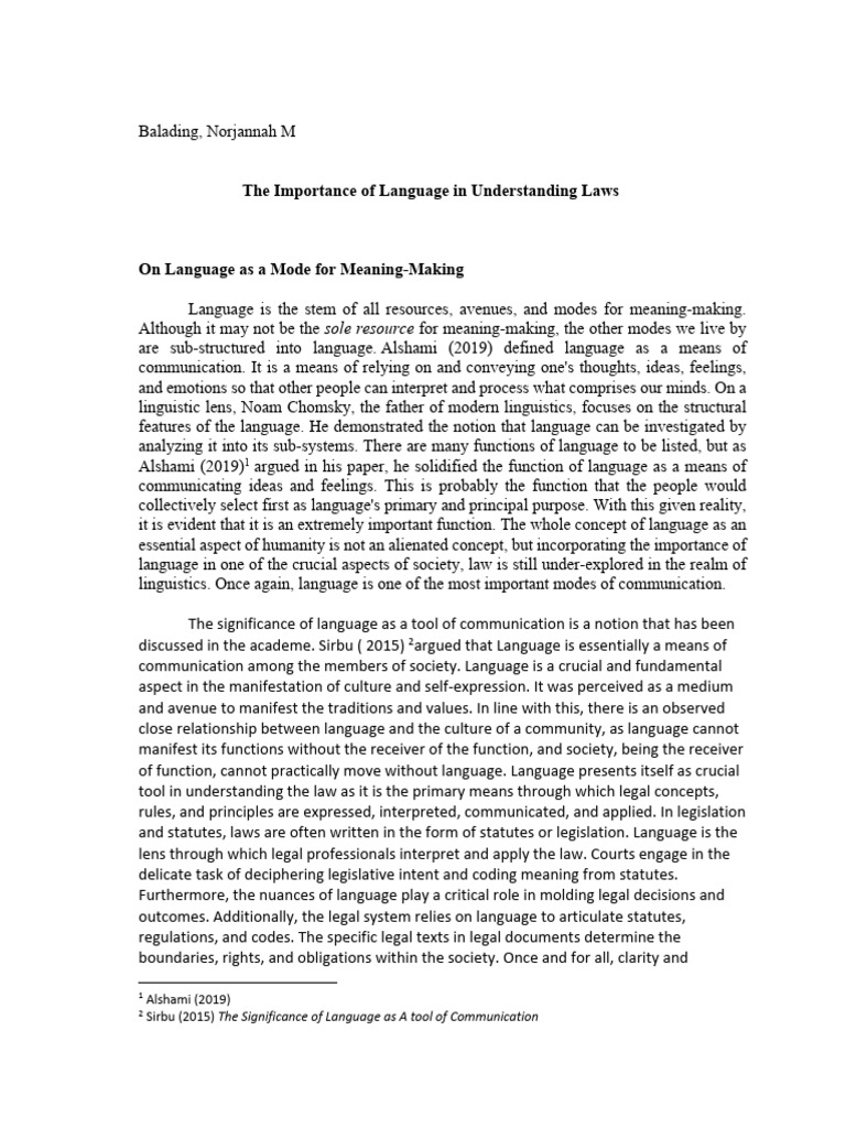 The Importance of Language in Understanding The Law | PDF | Linguistics ...