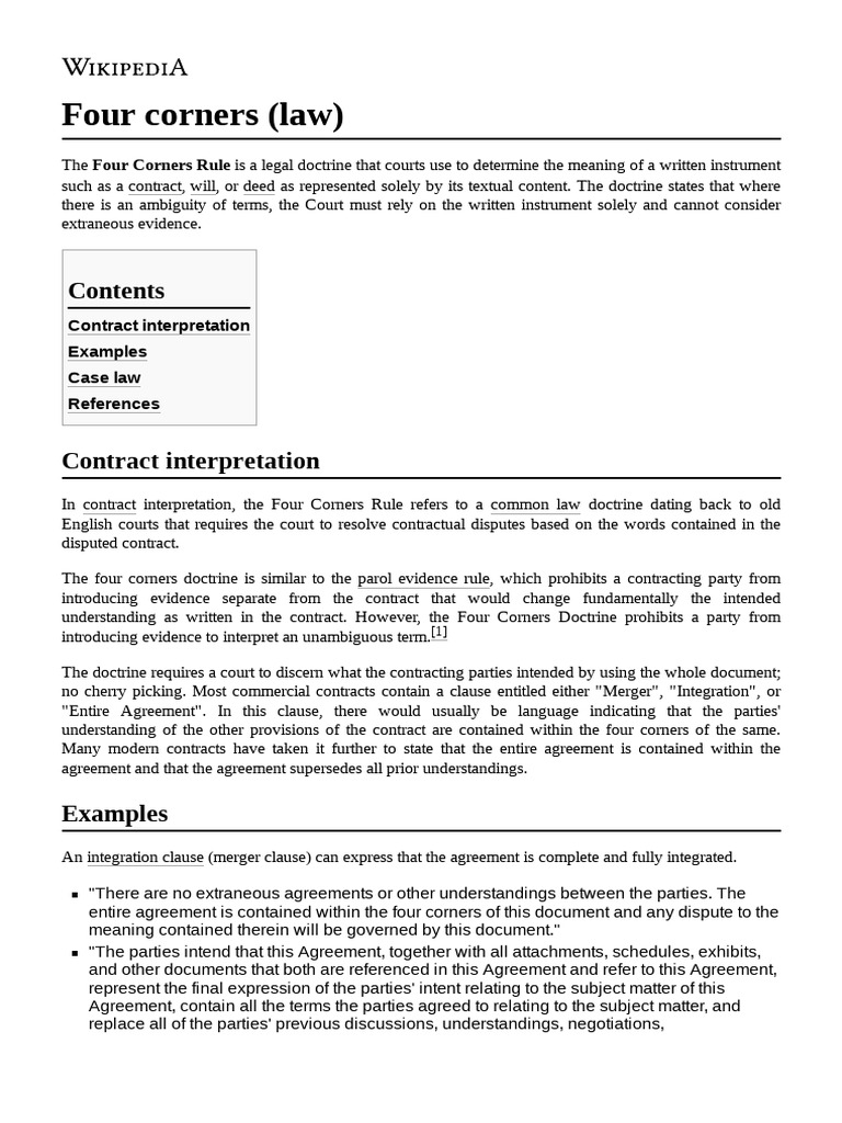 Four Corners (Law) | PDF | Common Law | Business Law