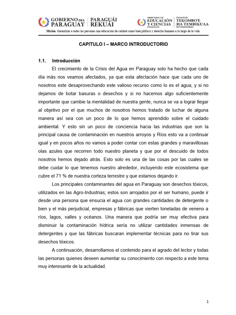 PROYECTO 2023 - Contaminacion Del Agua 9no | PDF | La contaminación del ...