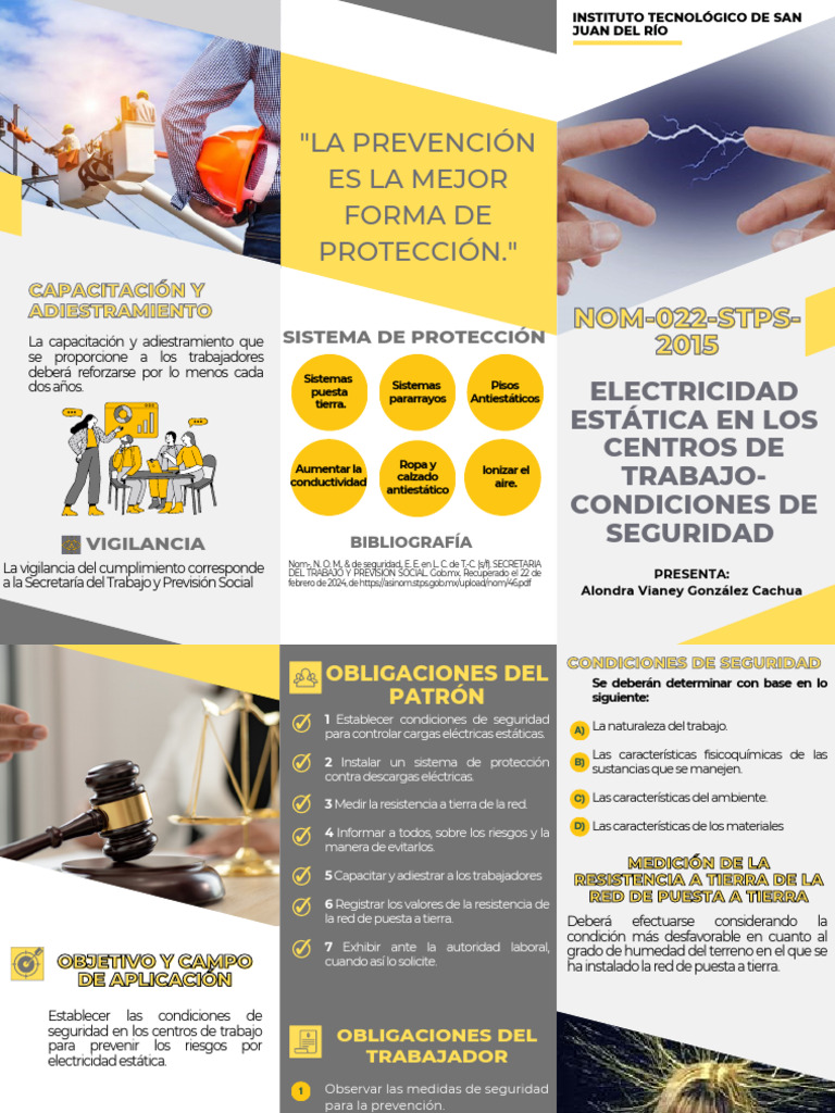 TRÍPTICO NOM-022-STP-2015 ELECTRICIDAD ESTÁTICA | PDF | Electricidad | Resistencia Eléctrica y ...