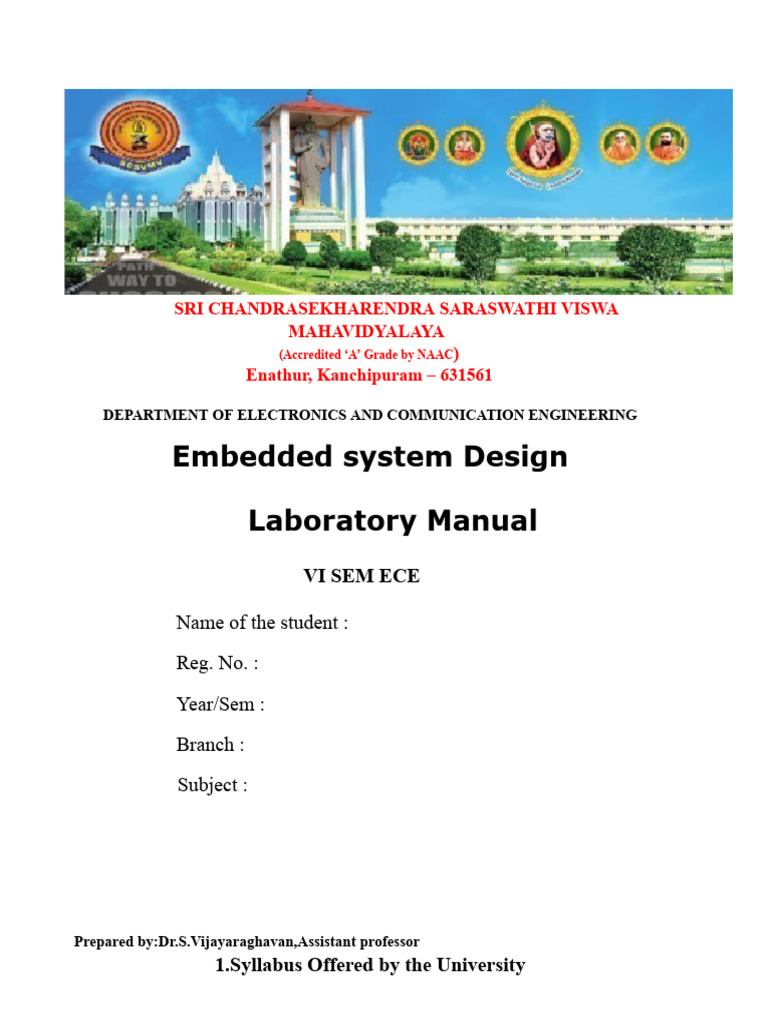 Dr.S.Vijayaraghavan_Embedded_Systems_Design_Lab (1) | PDF | Analog To ...
