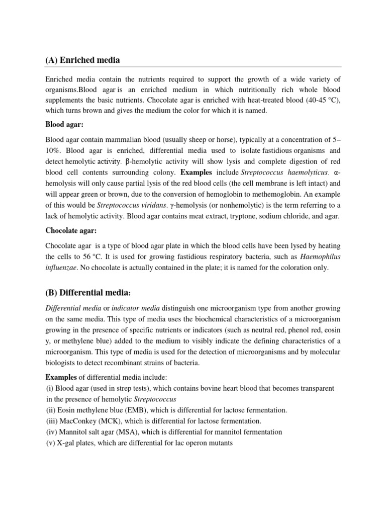 Selective Differential Media | PDF | Growth Medium | Microbiology