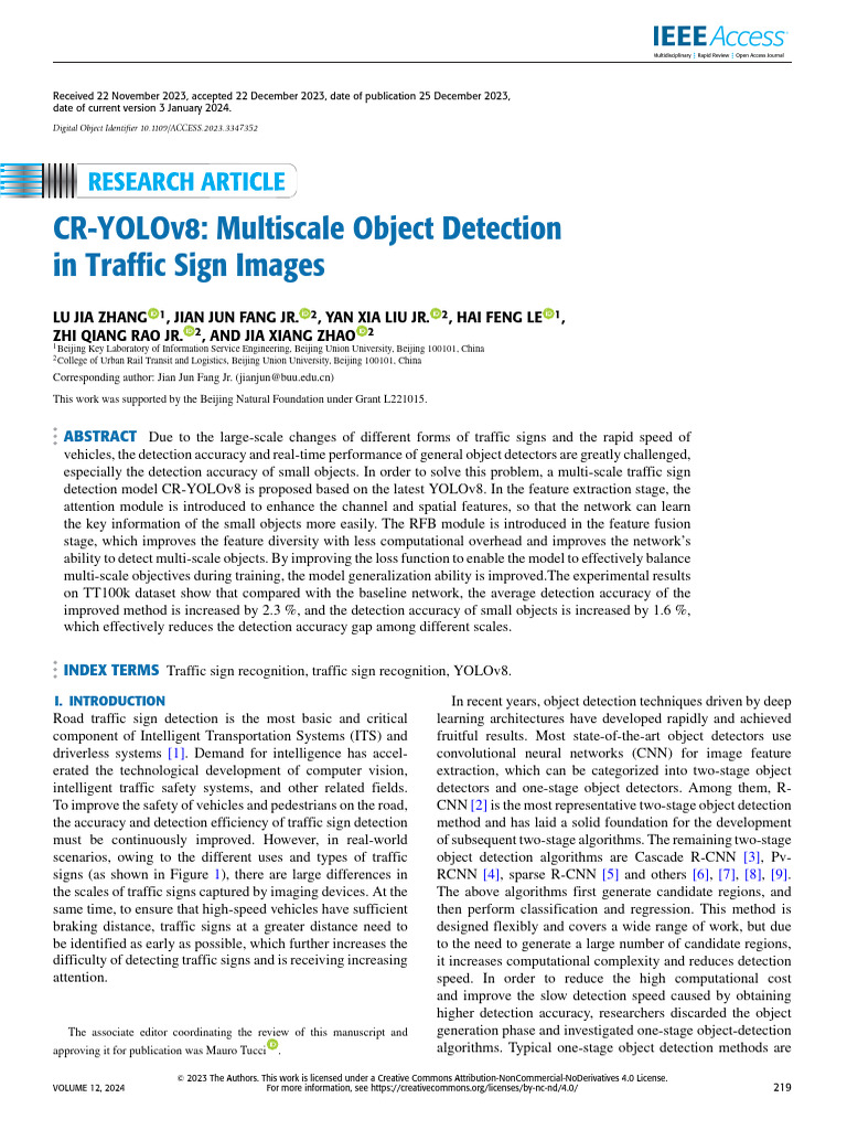 Cr Yolov8 Multiscale Object Detection In Traffic Sign Images Pdf