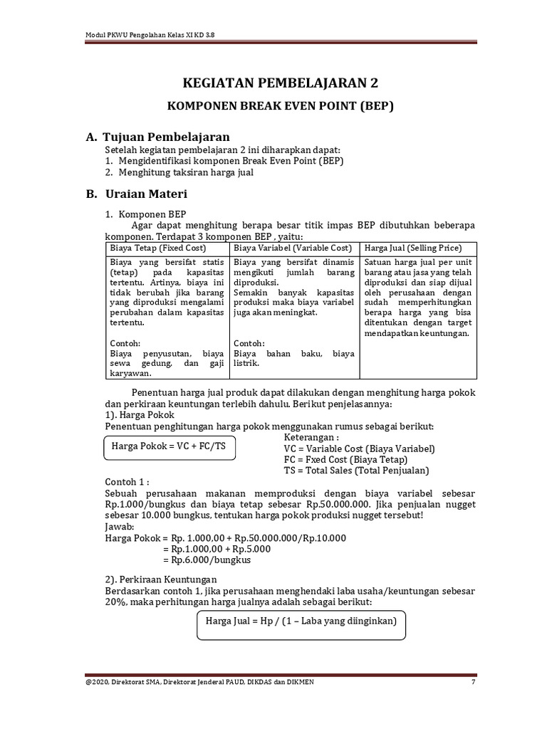 LKPD Bep Pengolahan Kelas Xi | PDF | Pengelolaan Keuangan & Uang