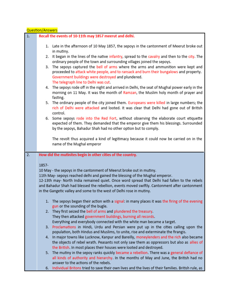 Revolt of 1857 | PDF | Indian Rebellion Of 1857 | British Raj