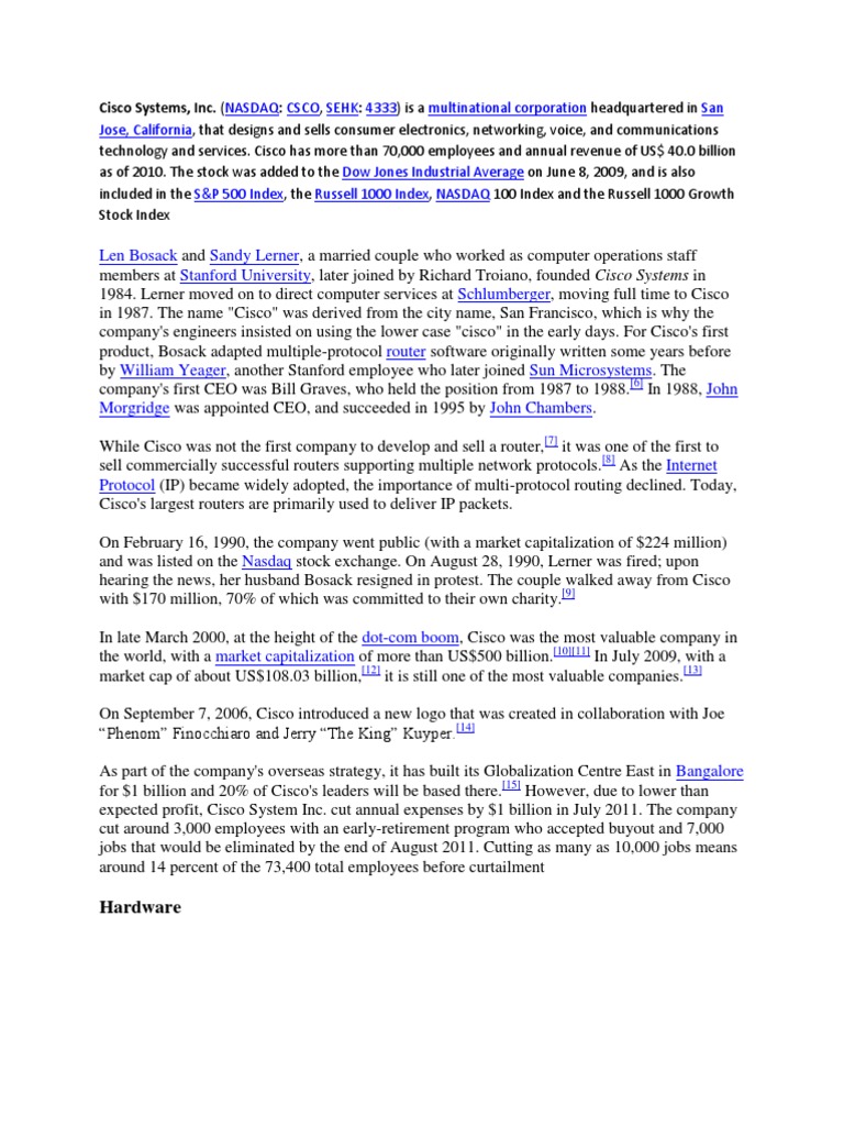 Len Bosack Sandy Lerner Stanford University Schlumberger: Cisco Systems ...