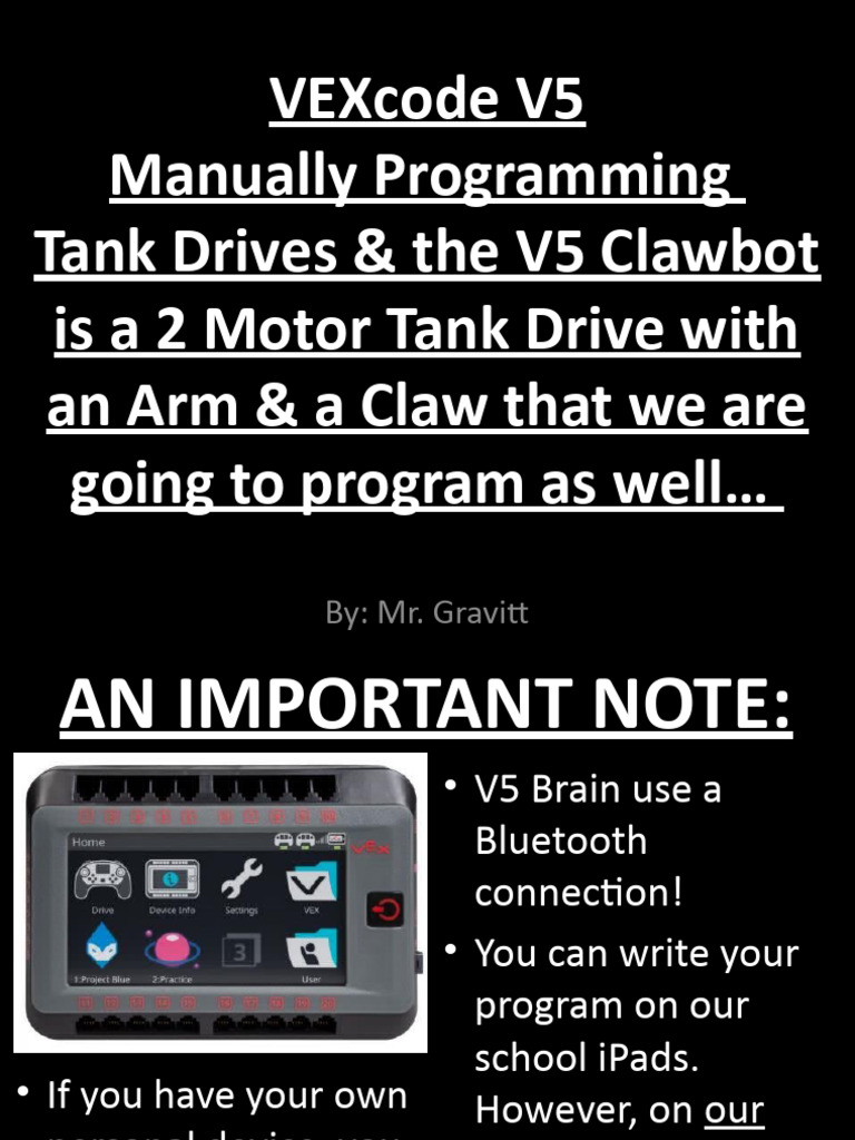 2 Vexcode v5 Tank Drives Manual Clawbot Programs Compressed | PDF ...