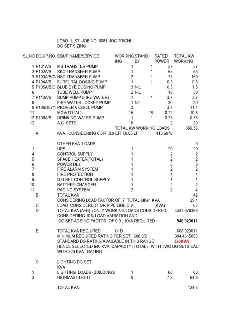 Dg Sizing Pdf Electrical Engineering Electricity