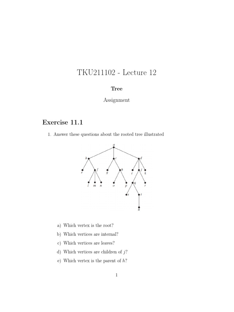TKU1102 Discrete Mathematics Trees Assignment | PDF