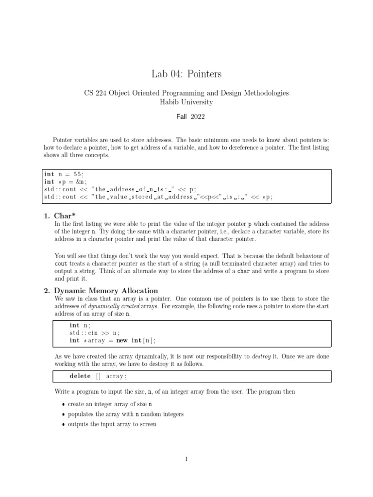 Lab 04 Download Free Pdf Pointer Computer Programming Parameter Computer Programming 