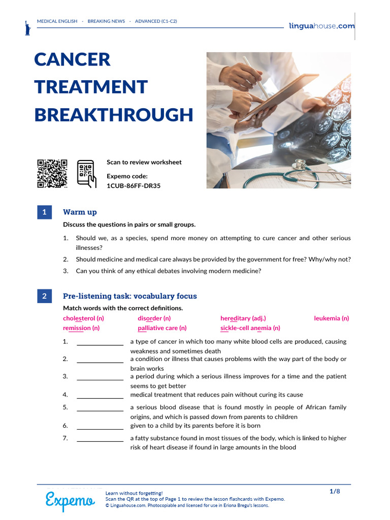 Cancer Treatment Breakthrough American English Student | PDF | Cost Of ...