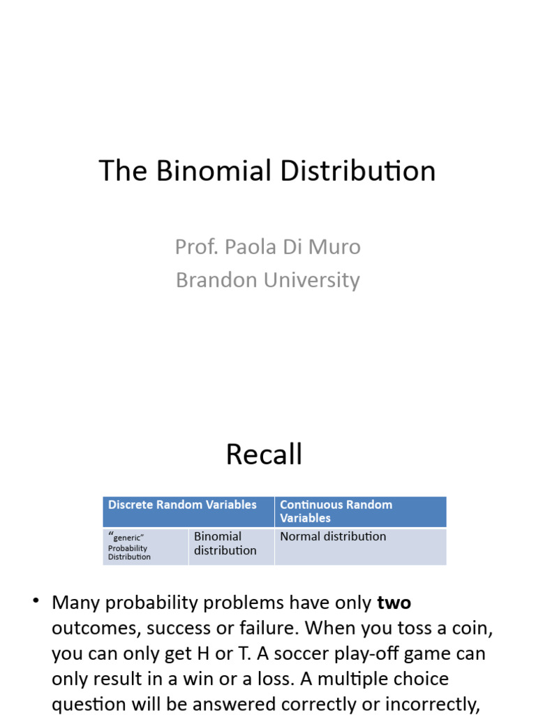 Binomial Distribution Y With Examples | PDF | Probability Distribution | Mathematics