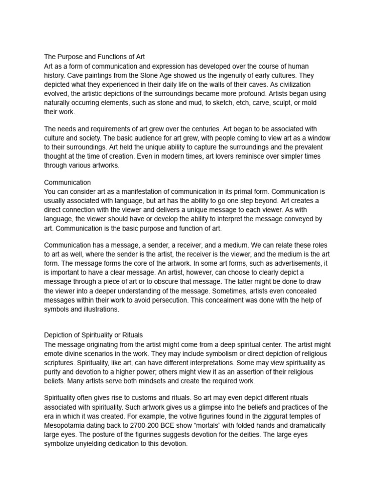 The Purpose and Functions of Art | PDF | Aesthetics | Abstract Art