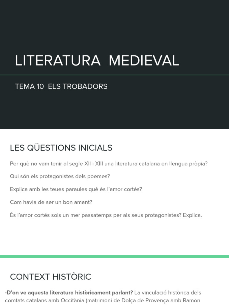 LITERATURA MEDIEVAL | PDF