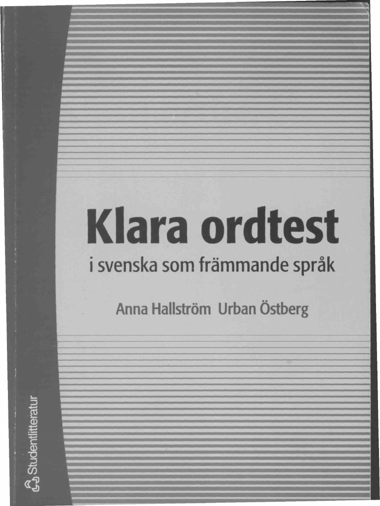 Hallstrom Anna Ostberg Urban Klara Ordtest I Svenska Som Fra | PDF