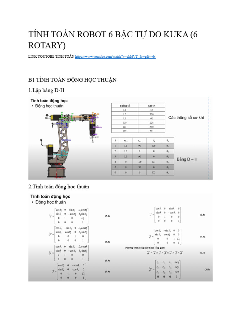 TÍNH TOÁN ROBOT 6 BẬC TỰ DO KUKA | PDF