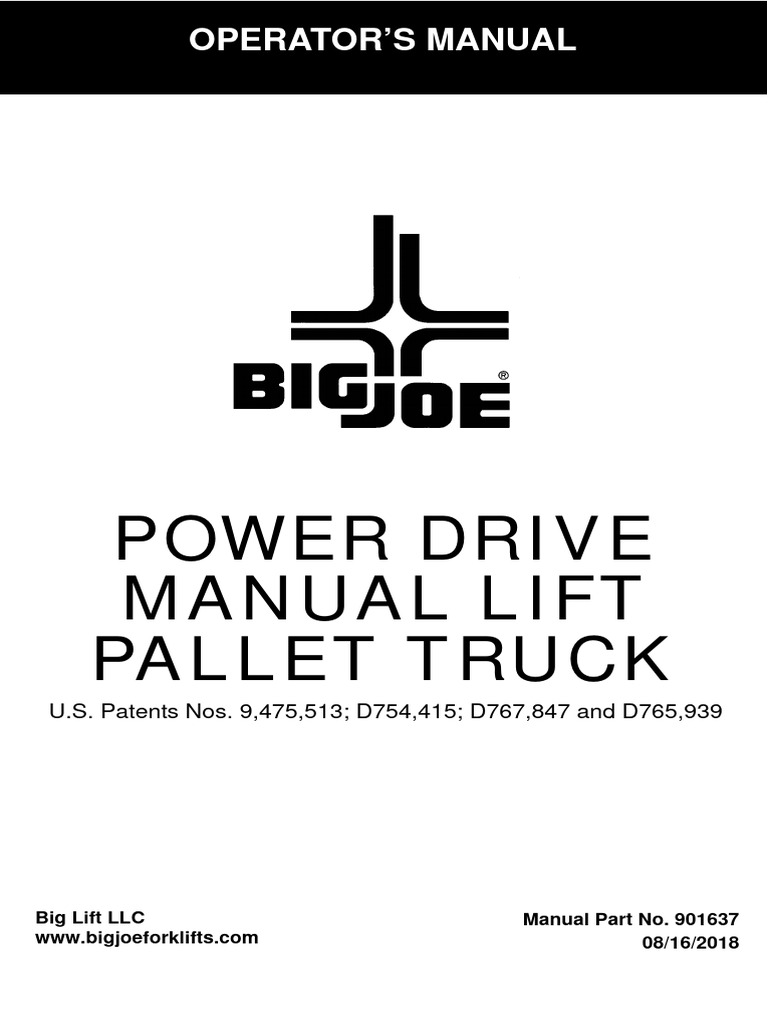 Big Joe Pallet Truck Operator Manual | PDF | Elevator | Truck
