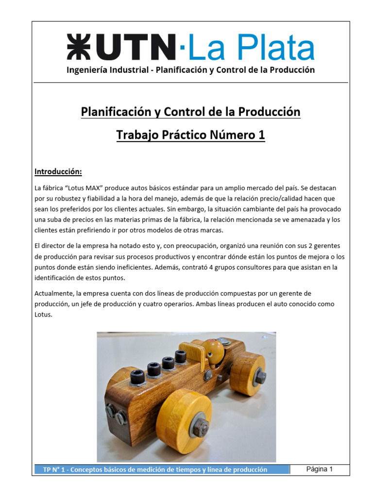 TP N°1 - Conceptos Básicos de Medición de Tiempos y Línea de Producción | PDF | Economias