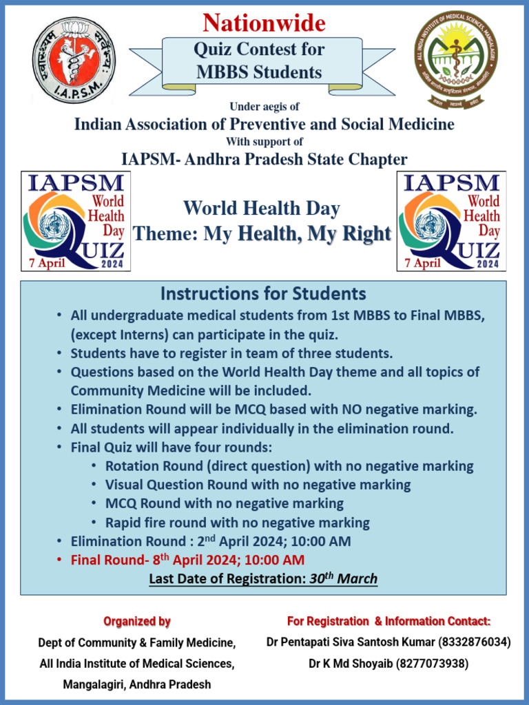 IAPSM Quiz for MBBS Students 2024 | PDF