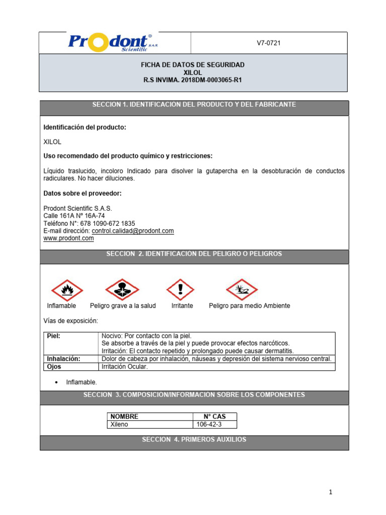 Ficha de Datos de Seguridad Xilol | Descargar gratis PDF | Combustión ...