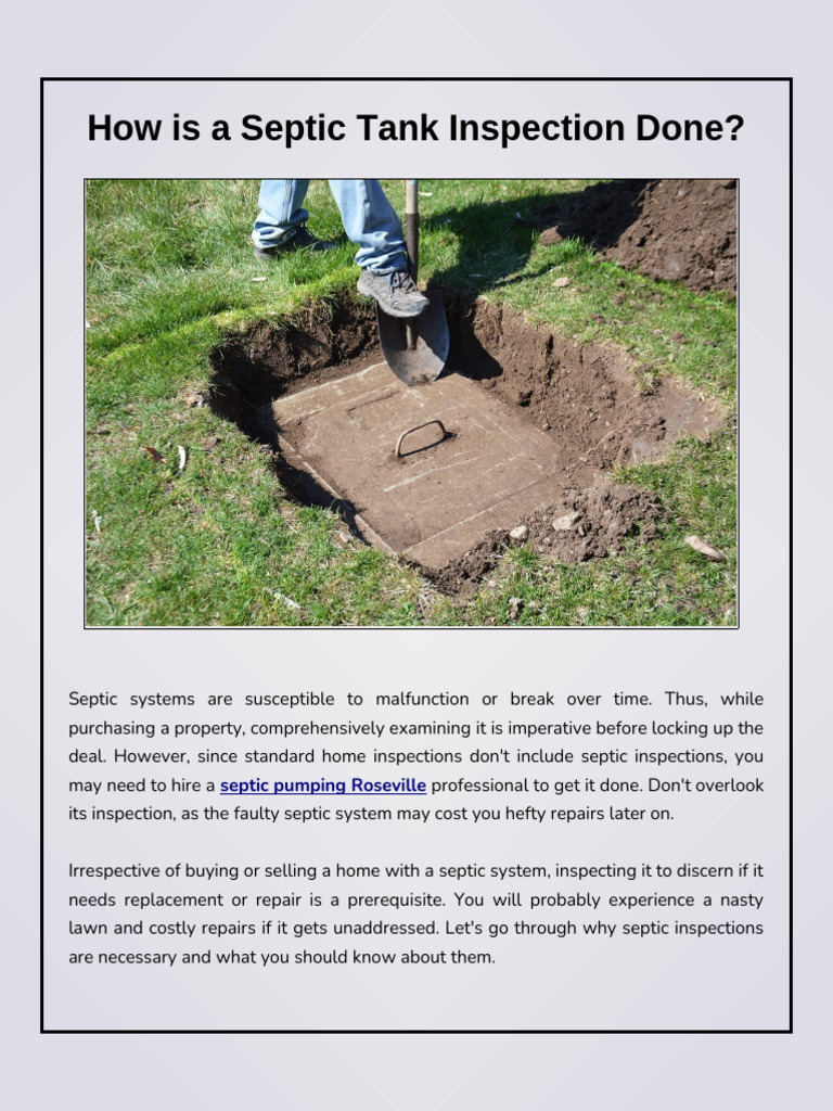 Septic Tank Inspection Checklist | PDF | Septic Tank