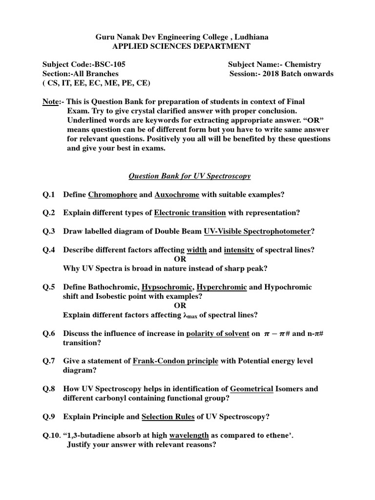 Chemistry Question Bank for Exams | PDF | Nuclear Magnetic Resonance ...