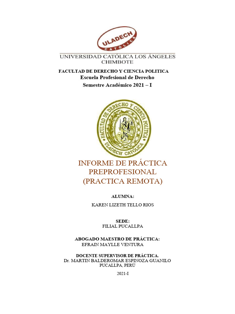 Infome de Practicas Semestre II 2021 Karen Lizeth Tello Rios | PDF ...