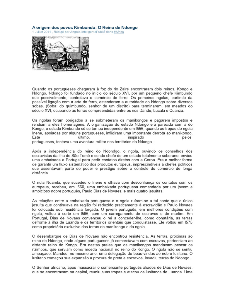 Origem e Cultura do Povo Kimbundu | PDF | História