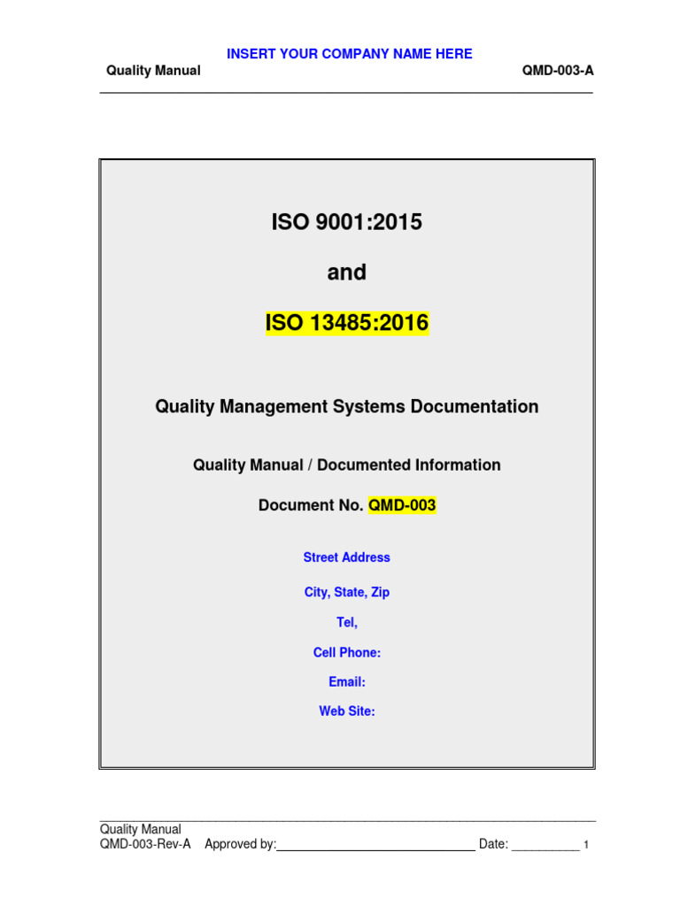 ISO 9001:2015 and ISO 13485:2016: Quality Management Systems ...