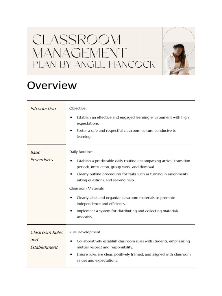 Classroom Management Plan | PDF | Classroom Management | Learning