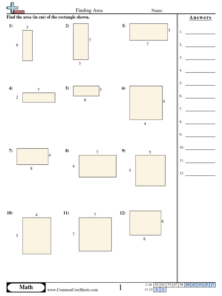 Finding Area: Answer Key | PDF