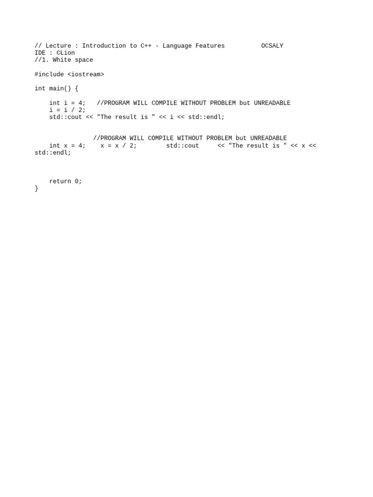 1.1 A1 - CPP Newlines,Tabs and Spaces | PDF