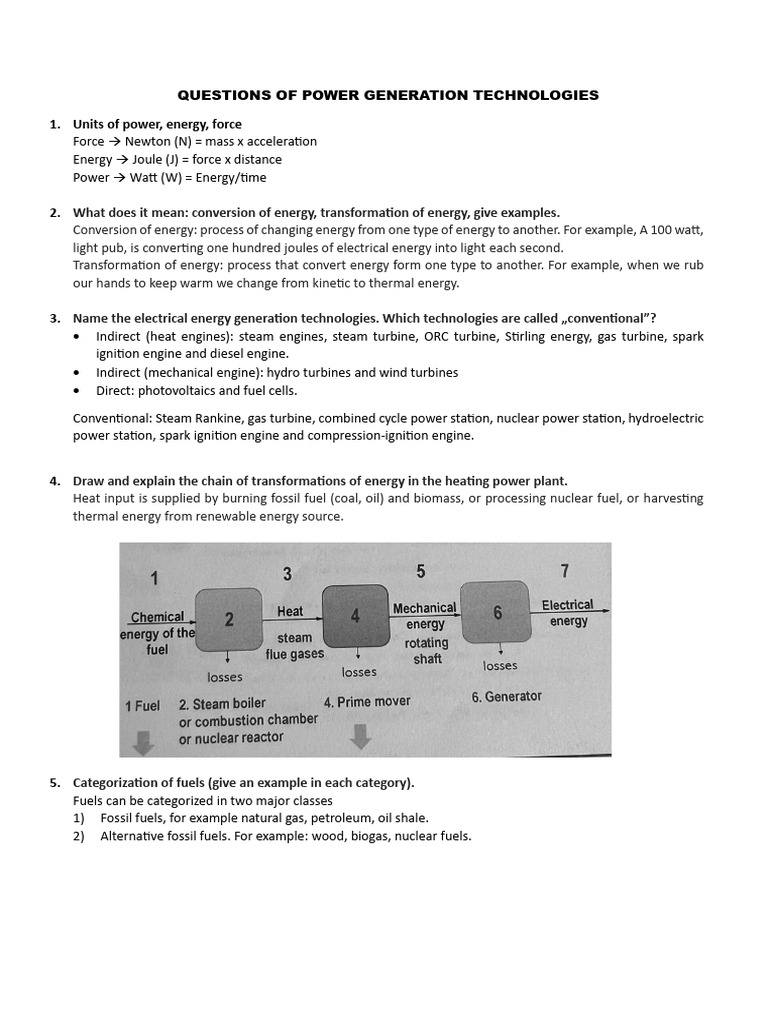 Questions of Power Generation Technologies | PDF | Internal Combustion ...