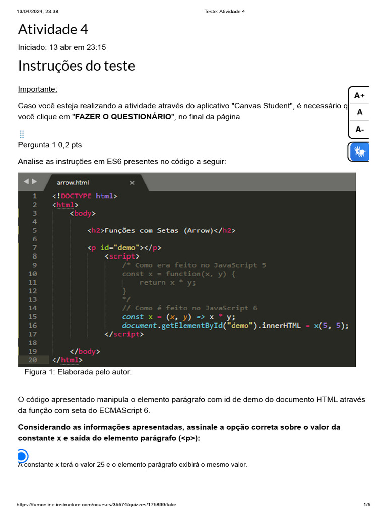 0,8 Teste - Atividade 4 | PDF | Script Java | Informática