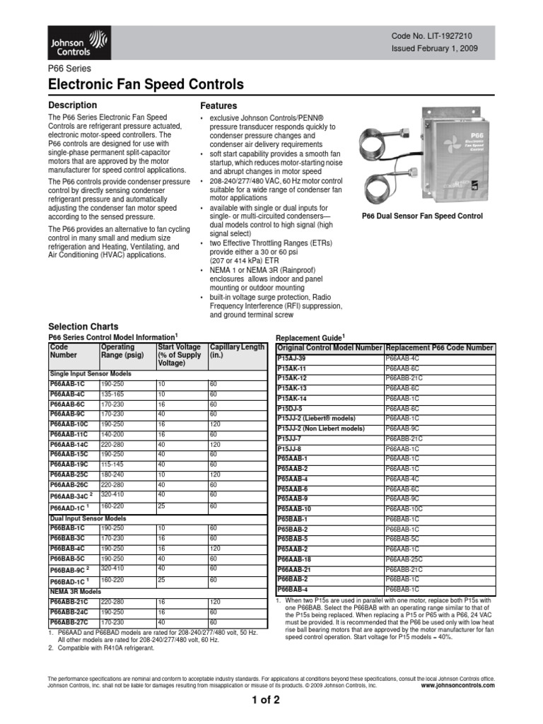 Fan Speed Controls Product Sheet | PDF | Alternating Current ...