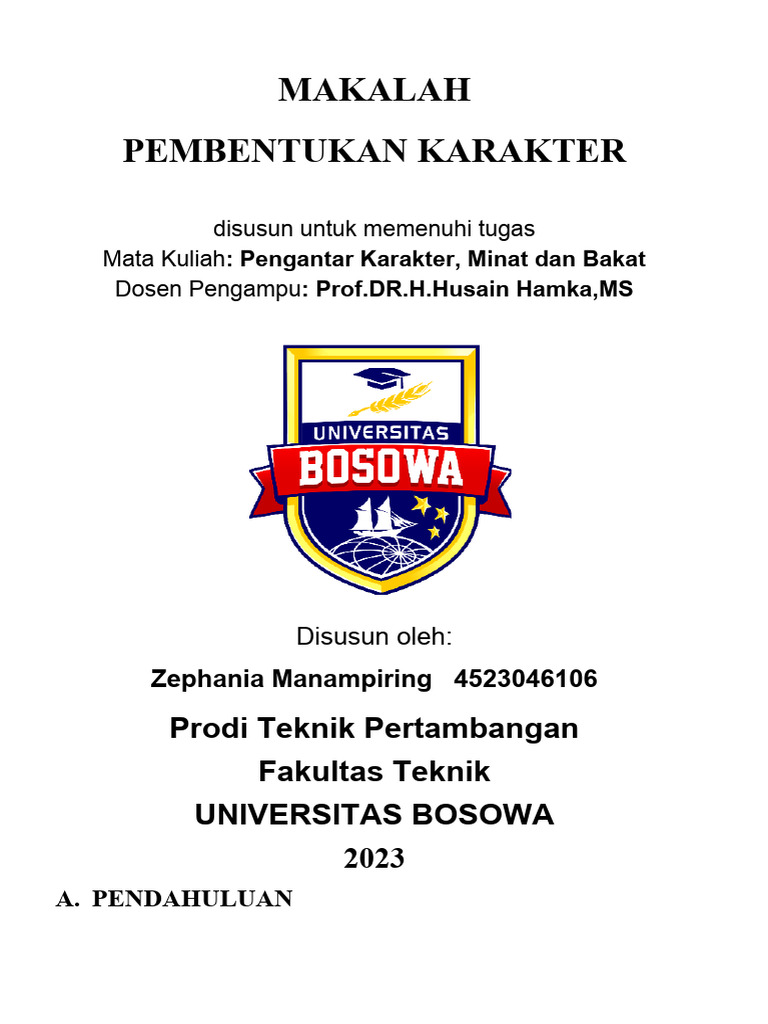 Makalah PKMB Karakter Zephania M | PDF