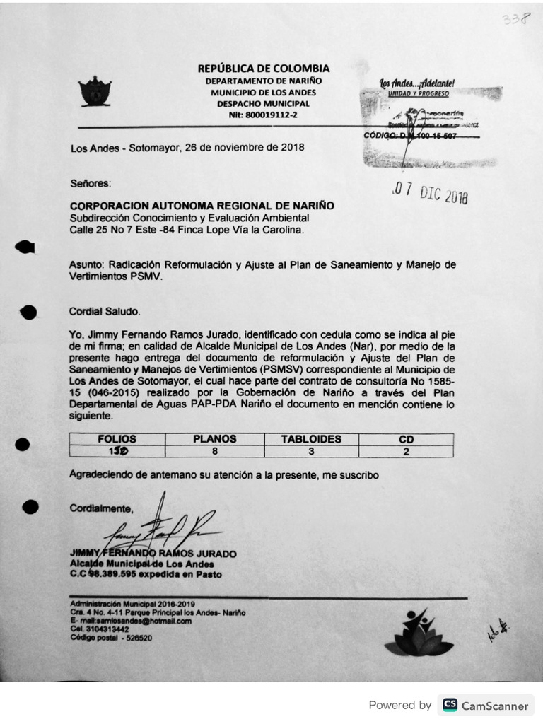 Anexo 2. Documentos Del Plan de Saneamiento y Manejo de Vertimientos ...