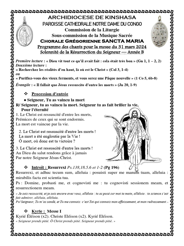 Programme de la Messe de Pâques 2024 | PDF | Agnus Dei | Pâques