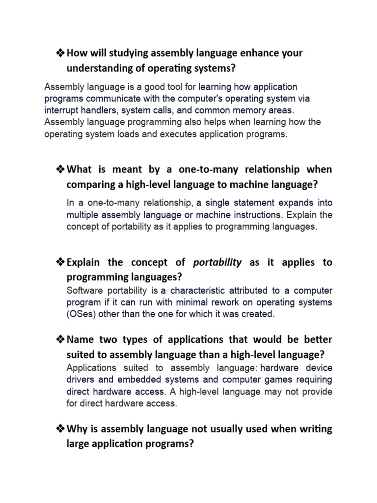Answers Questions | PDF | Assembly Language | Operating System
