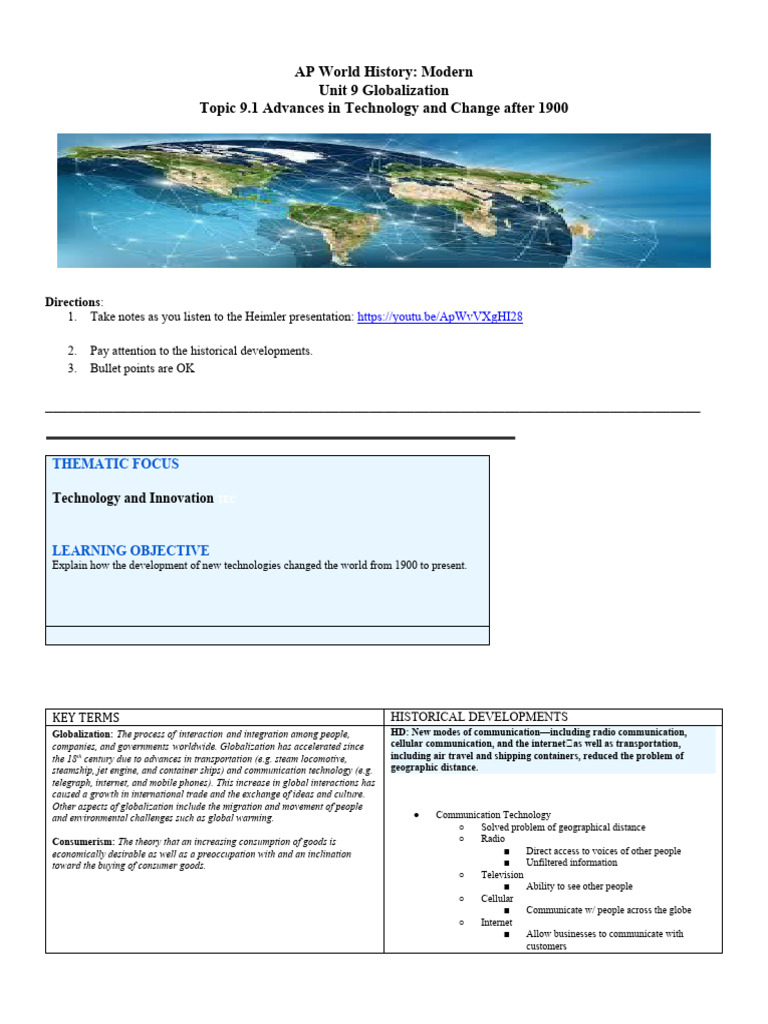 Apworld+topic+9 1+review+packet+2324 | PDF | Globalization | Transport
