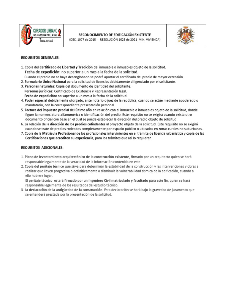 Requisitos para Reconocimiento de Edificación | PDF | Derecho