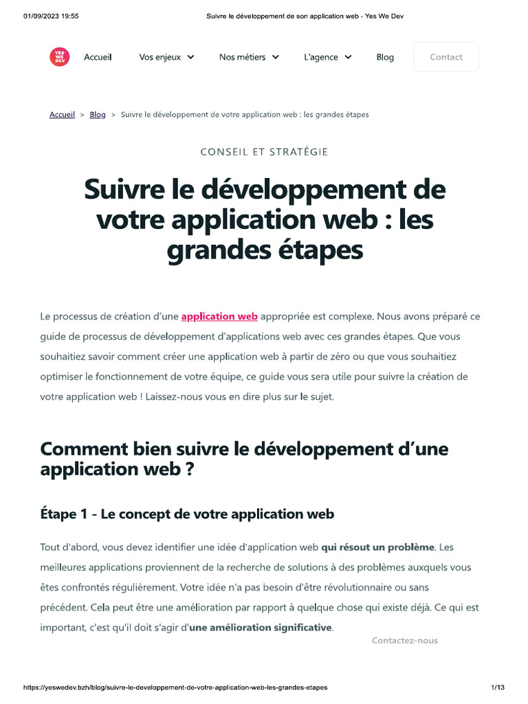 Suivre Le Développement de Son Application Web - Yes We Dev | PDF