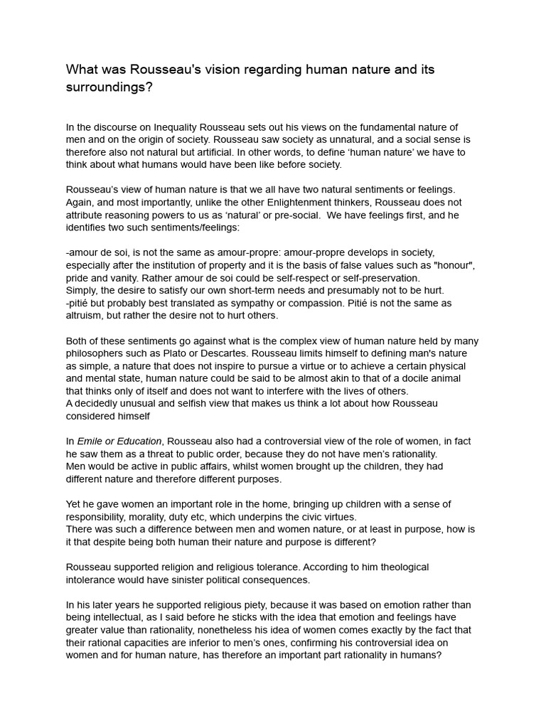 Rousseau 2 | PDF | Human Nature | Jean Jacques Rousseau